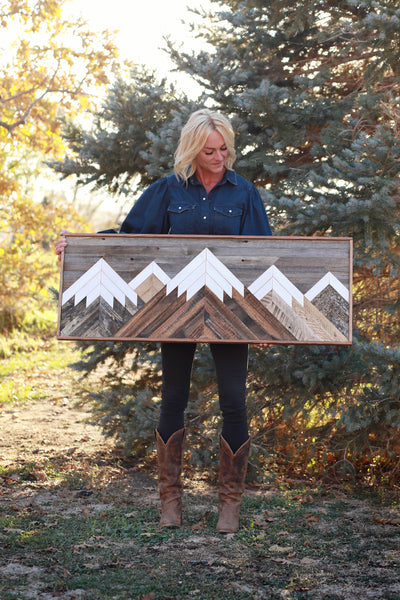 Large natural mountain scape - 48 x 18 in. – RAW Restorations